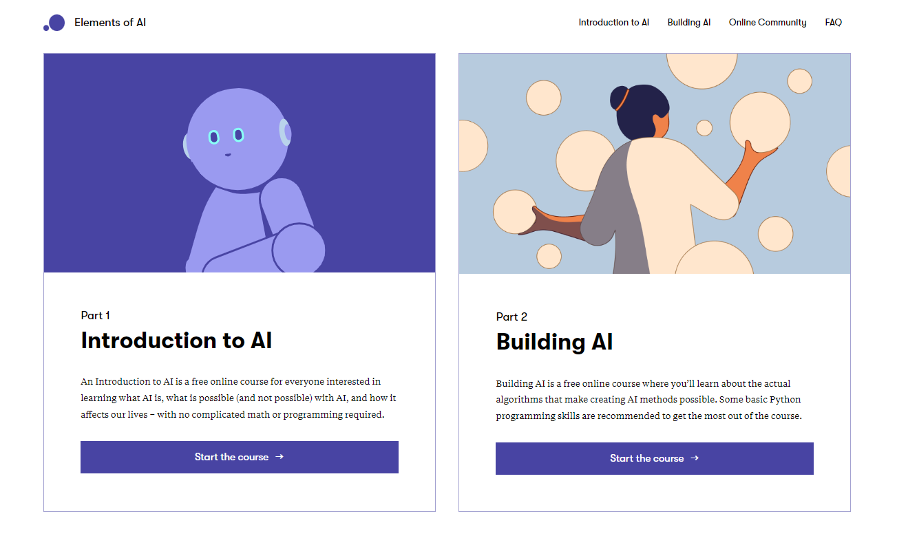 AI学习网站，AI工具，Elements of AI | AI智库导航-aiguide.cc