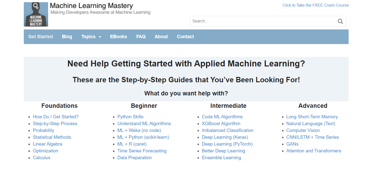 AI学习网站，MachineLearningMastery | AI智库导航-aiguide.cc
