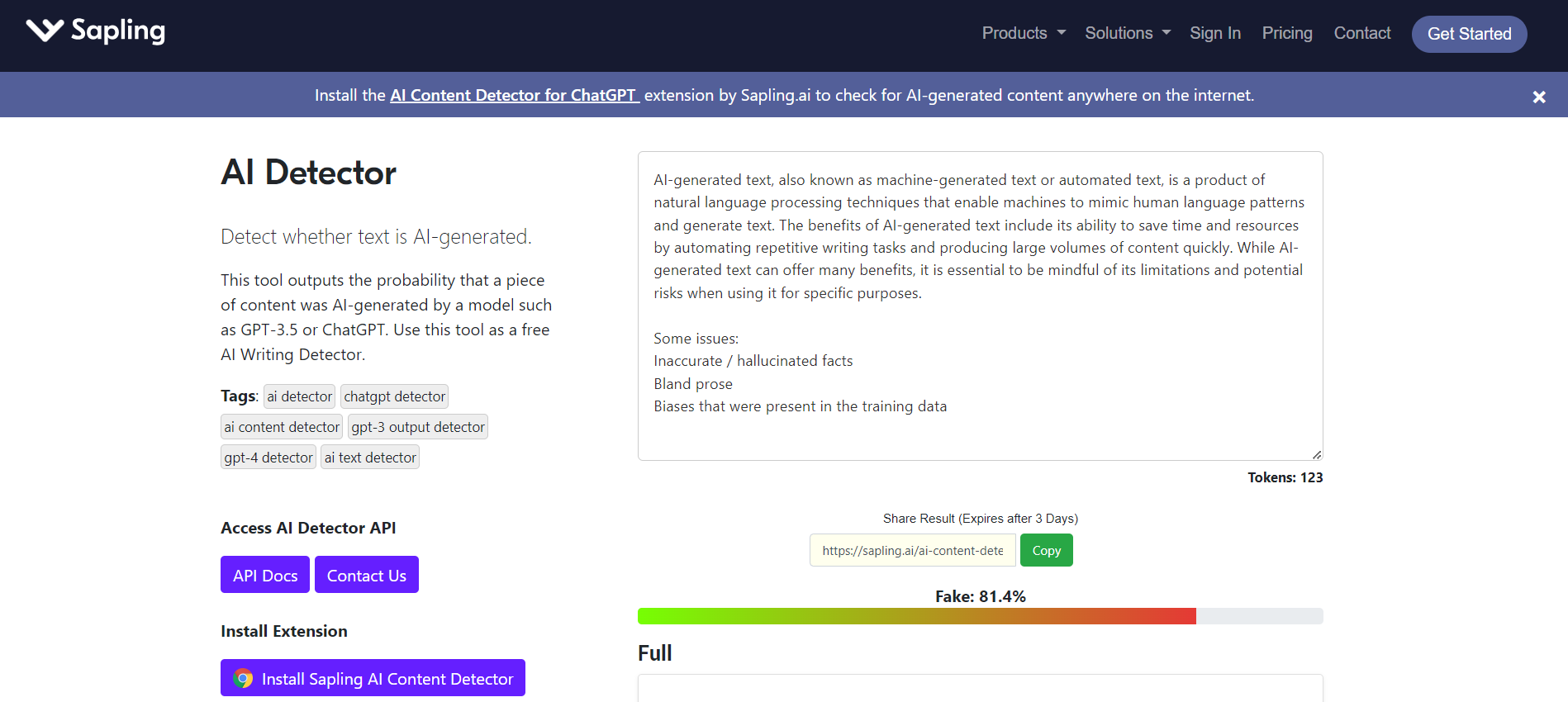AI检测，AI工具，Sapling AI Content Detector | AI智库导航-aiguide.cc